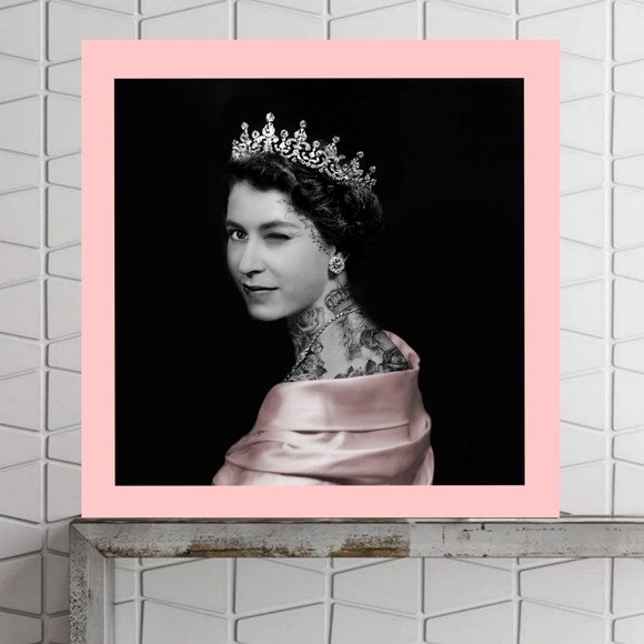 Iconic Legend | Art | Queen Elizabeth Tattoo Art Print Pink Wink Framed ...